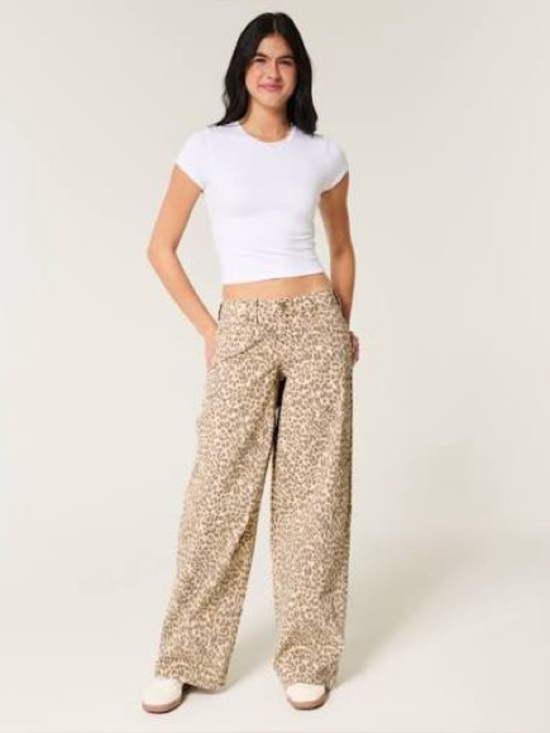 Hollister | Jeans | Hollister Low Rise Leopard Print Super Baggy Jean ...